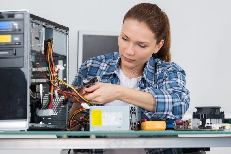 Fixing a cable problem stock photo. Image of activity - 74287988