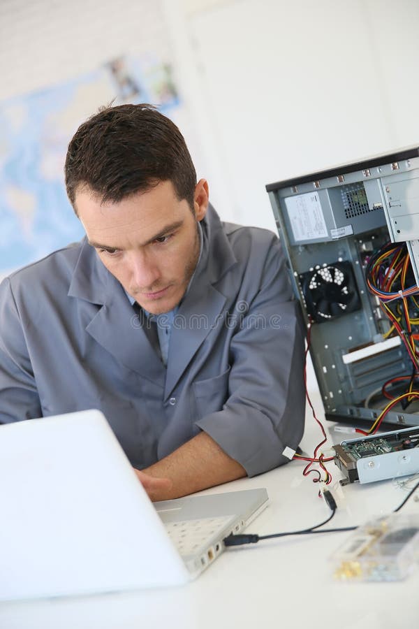 Technician Fixing Computer Hard Disc Stock Image - Image of engineering ...