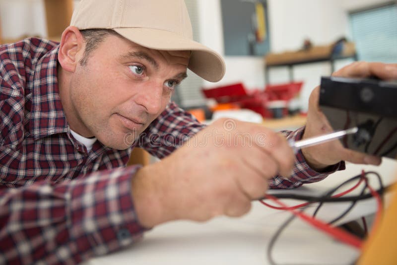 Technician Fixing Computer Hardware Stock Photo - Image of equipment ...