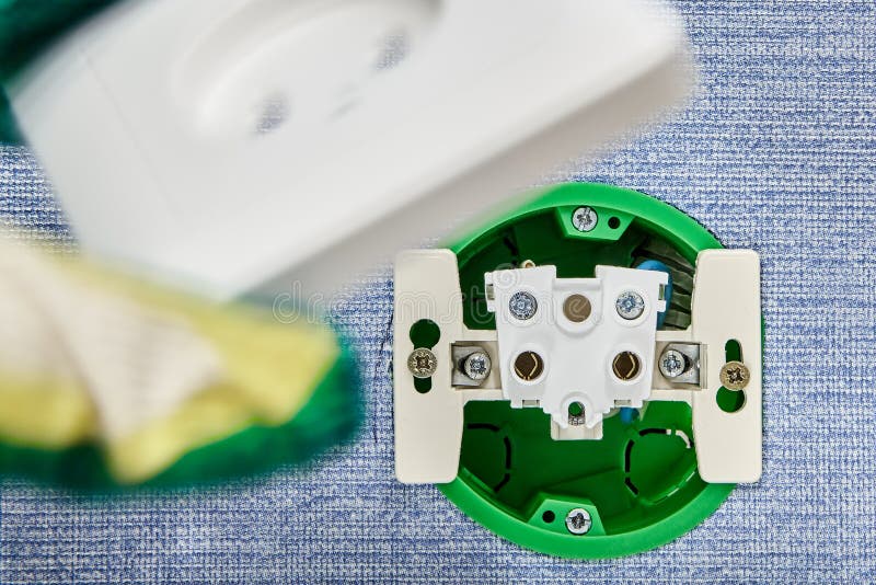 Exposed Electrical Outlet during Installation Stock Image - Image of ...
