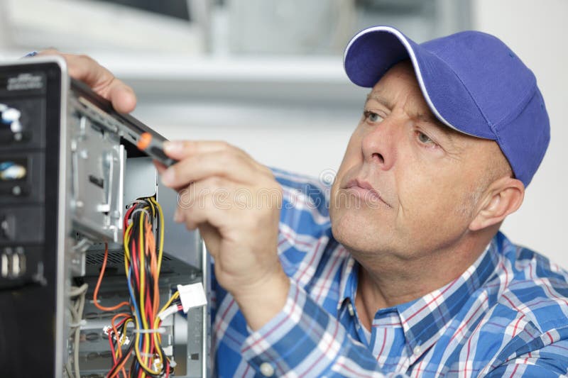 Technician fixing pc stock image. Image of center, electronics - 309080139