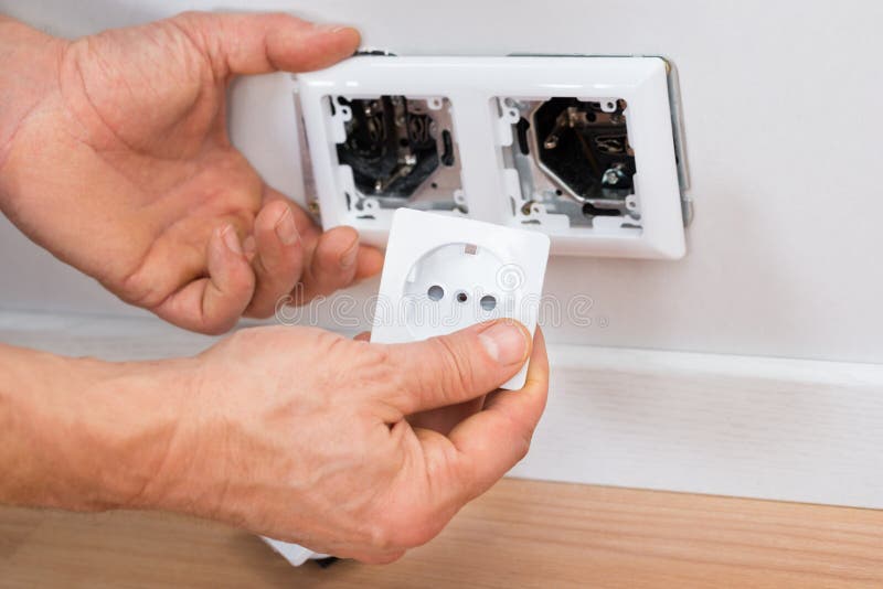 Technician Working at Electrical Cabinet Stock Photo - Image of ...