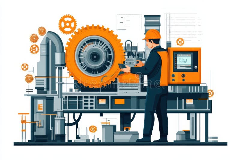 Skilled Technician Operating Advanced Machinery in a High-tech ...