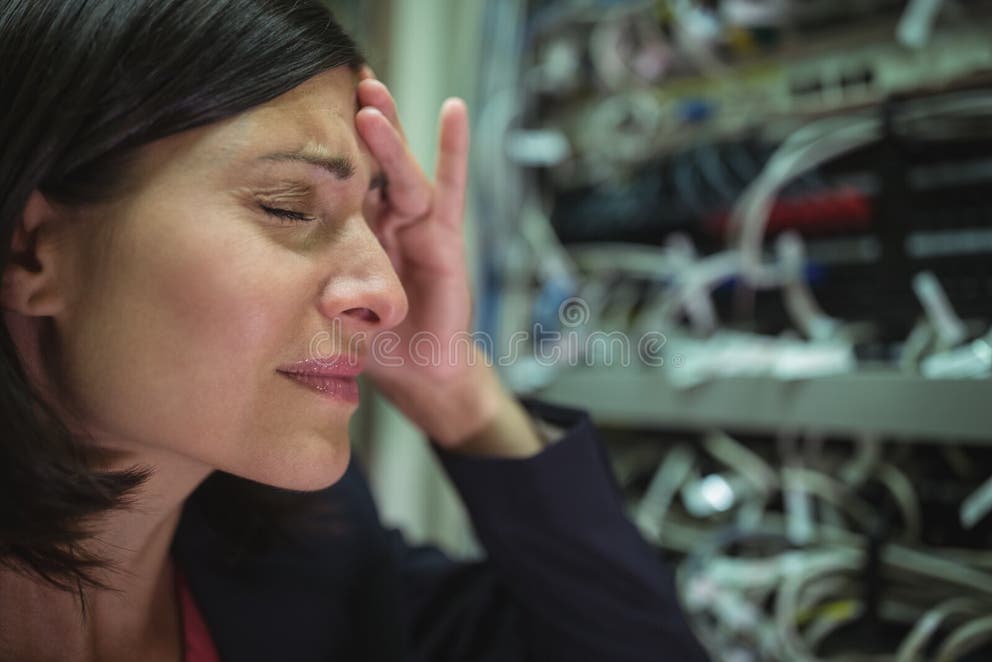 Technician Getting Stressed Over Server Maintenance Stock Photo - Image ...