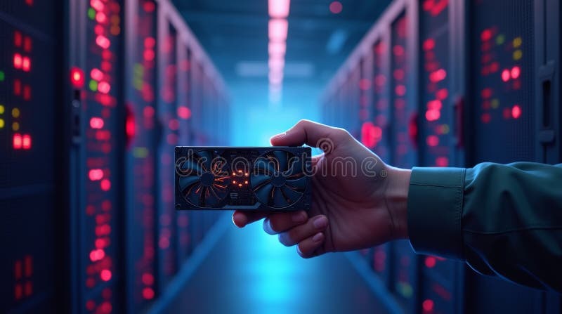 Technician Installing Powerful New Gpu in Server Room Stock Image ...