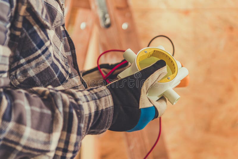 Technician Measures Electrical Current with a Multimeter in a ...