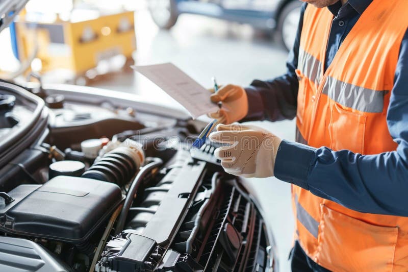 Technician is Inspecting Engine System, Car Radiator and Engine Cooling ...