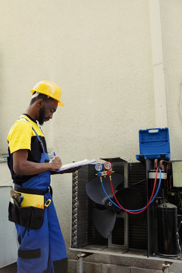 Technician Inspecting Freon Levels Stock Image - Image of engineer ... Technician Inspecting Freon Levels Stock Image - Image of engineer ...