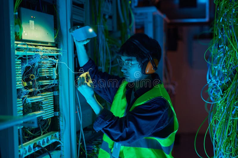 It Technician Inspecting Server Stock Image - Image of system ...