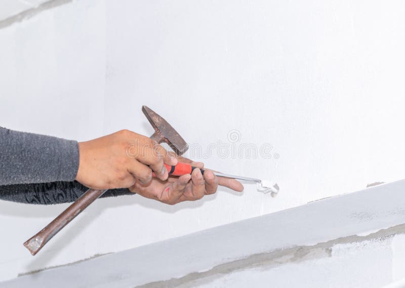 Technician Install Clamp for Pipes on the Wall Stock Photo - Image of ...