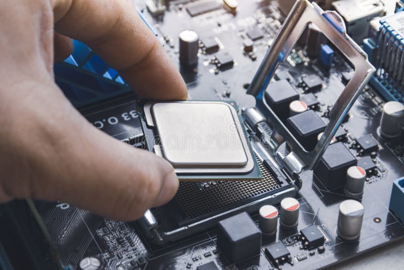 Technician Install CPU Processor Chip in Socket Stock Photo - Image of device, mechanic: 226241942