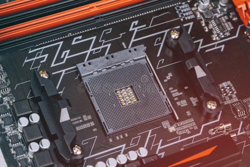 Installation of Modern Processor in CPU Socket on the Motherboard Stock ...