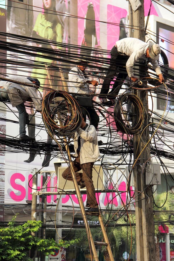 Technician Installation Phone Line Editorial Image - Image of power ...