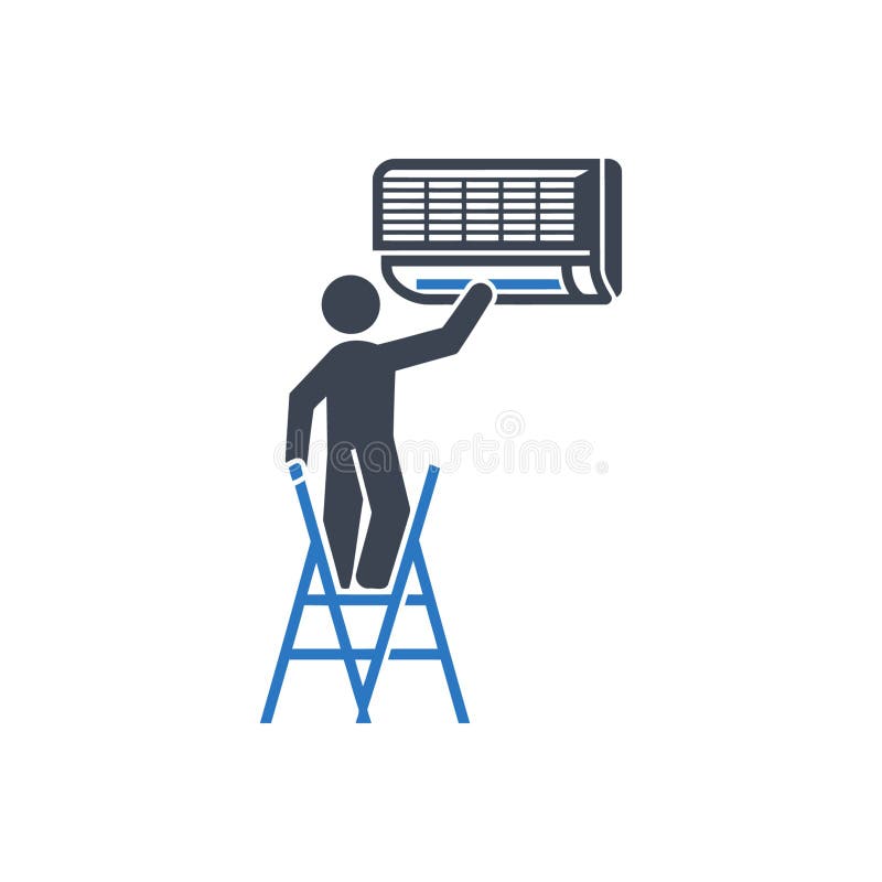 Technician Installing Air Conditioner Icon Stock Vector - Illustration ...