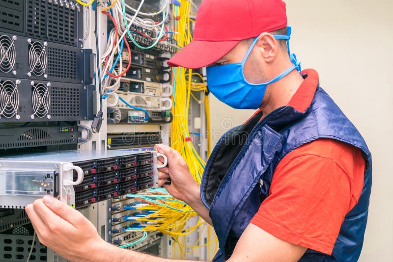 The Specialist Installs a New Battery in the Uninterruptible Power ...