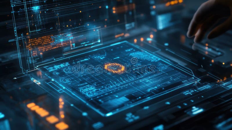 A Technician Interacting with an Augmented Reality Interface Overlaying ...