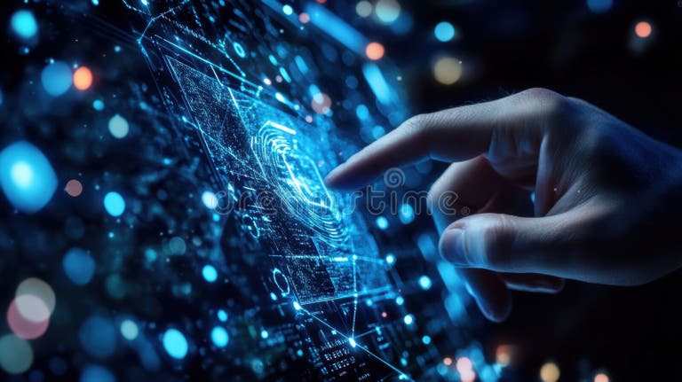 A Technician Interacting with an Augmented Reality Interface Overlaying ...