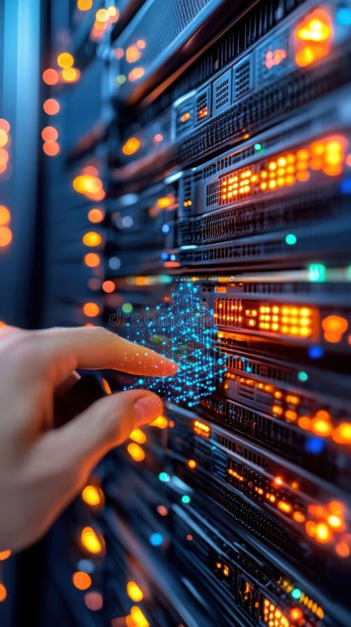 Technician Interacting with Hybrid Server and Cloud Systems Via ...