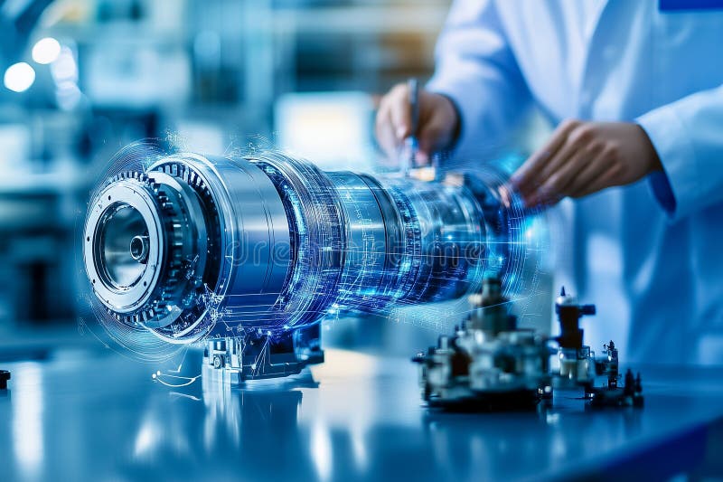 A Technician Intricately Analyzes a Mechanical Turbine Surrounded by ...