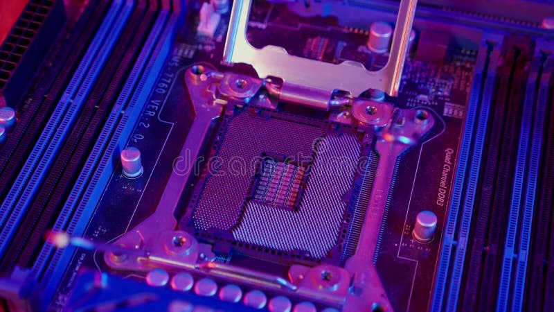 Technician Laying CPU into the Motherboard Socket Computer Service and ...