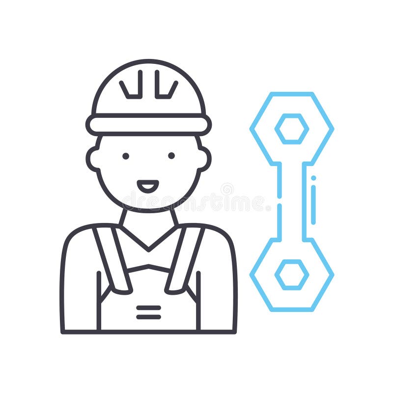 Technician Line Icon, Outline Symbol, Vector Illustration, Concept Sign ...