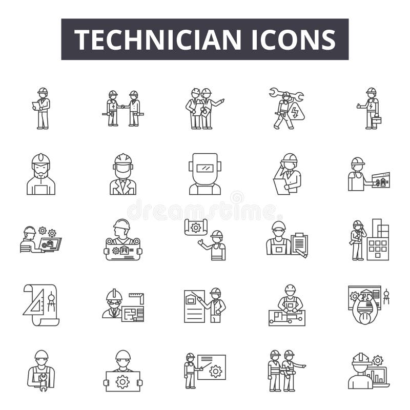 Technician Line Icons, Signs, Vector Set, Linear Concept, Outline ...