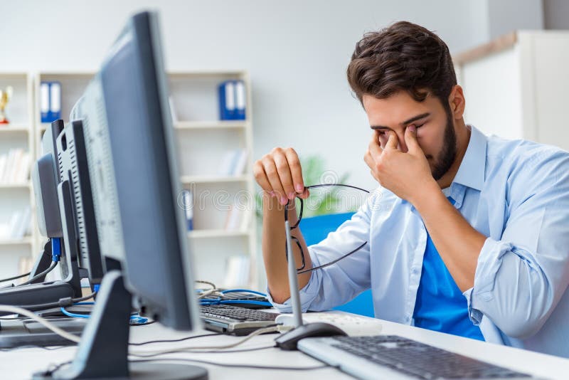 The it Technician Looking at it Equipment Stock Photo - Image of ...