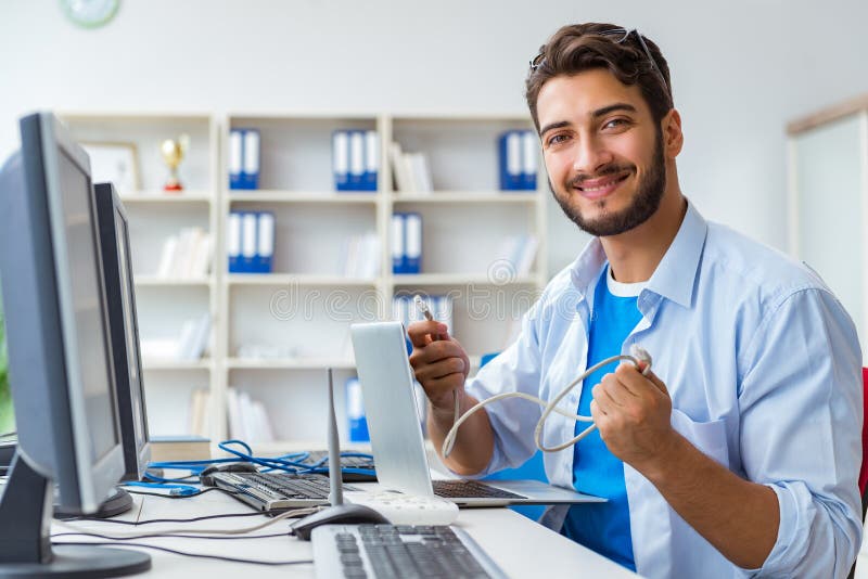The it Technician Looking at it Equipment Stock Image - Image of ...