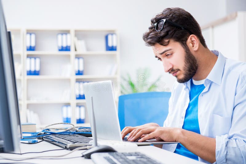The it Technician Looking at it Equipment Stock Image - Image of ...
