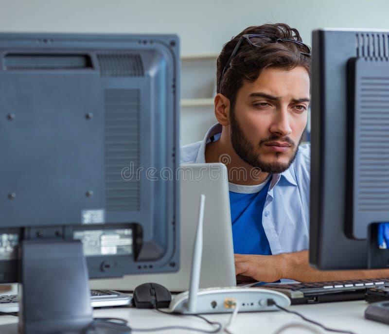 It Technician Looking at it Equipment Stock Photo - Image of fixing ...