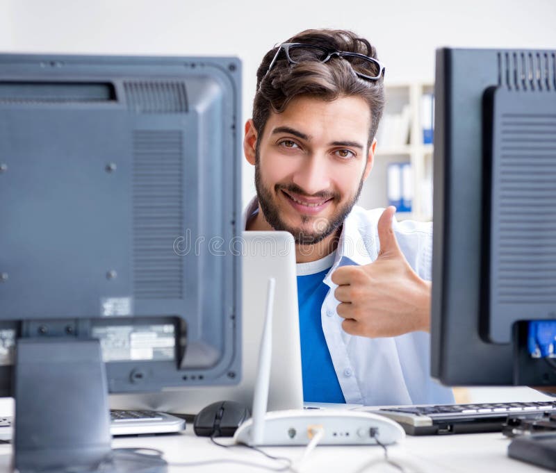 It Technician Looking at it Equipment Stock Image - Image of monitor ...