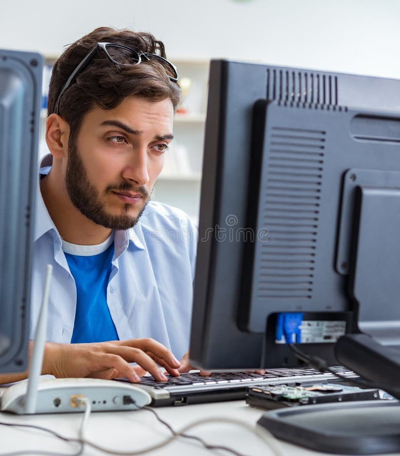 It Technician Looking at it Equipment Stock Photo - Image of control ...