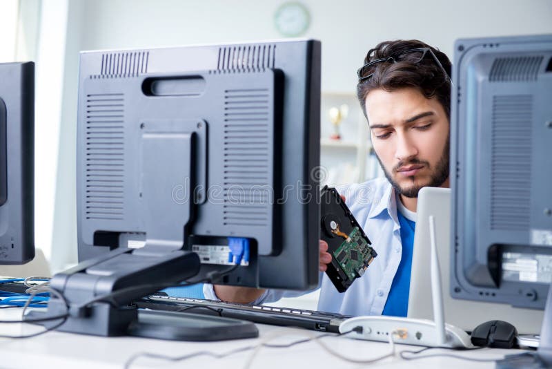 The it Technician Looking at it Equipment Stock Photo - Image of ...