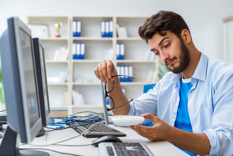 The it Technician Looking at it Equipment Stock Image - Image of ...