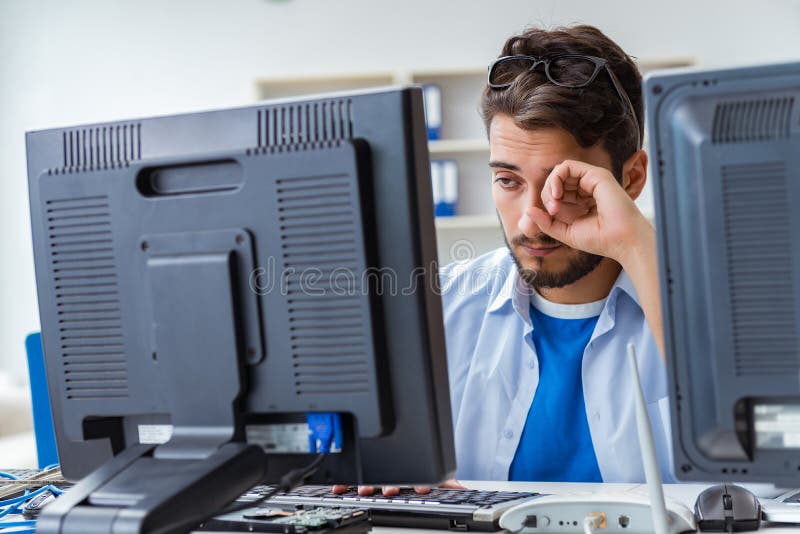 The it Technician Looking at it Equipment Stock Image - Image of ...