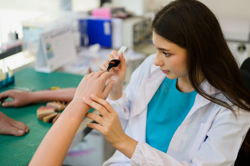 Technician Making and Checking Prosthetic Limb at Prosthetic Workshop ...
