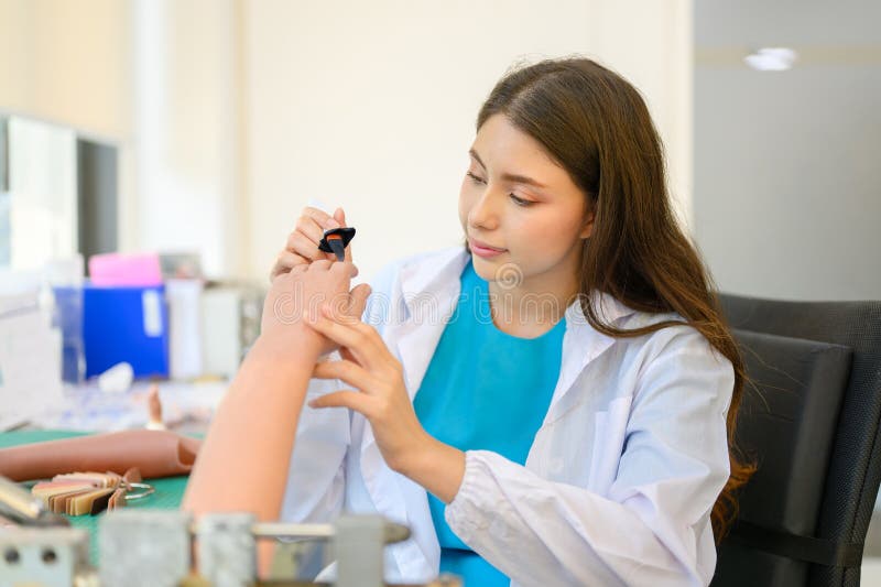 Technician Making Prosthetic Limb Device at Laboratory Stock Photo ...