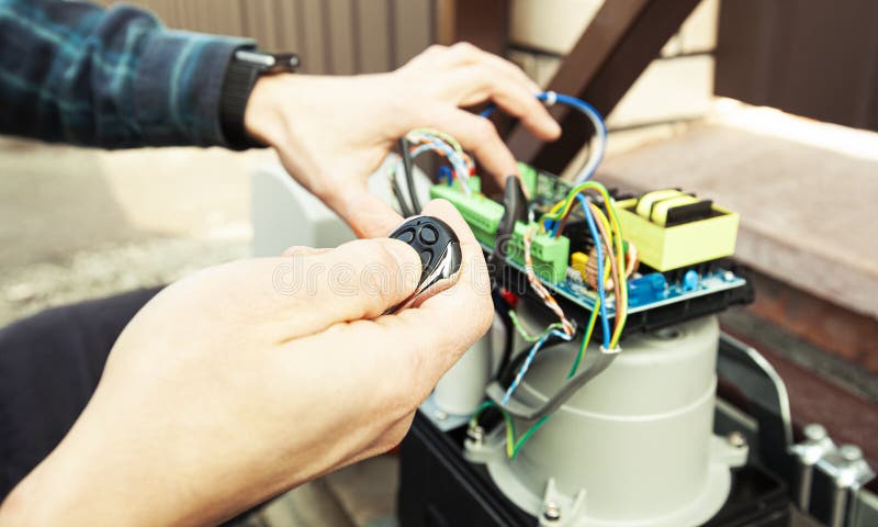 Installing and Checking the Function of Automatic Gate Stock Image ...
