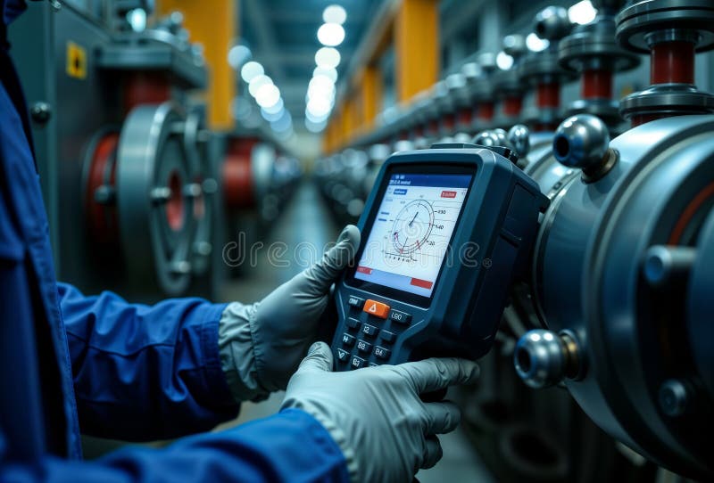 Technician Monitoring Equipment with Diagnostic Device, Generative Ai ...