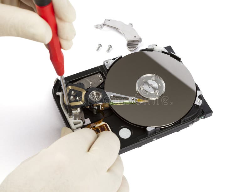 Open Hard Disk with Circular Saw Stock Image - Image of information ...