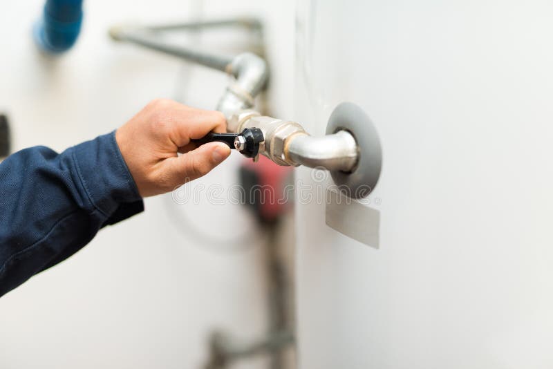 Technician Opening A Valve At Work Stock Image - Image of opening ...