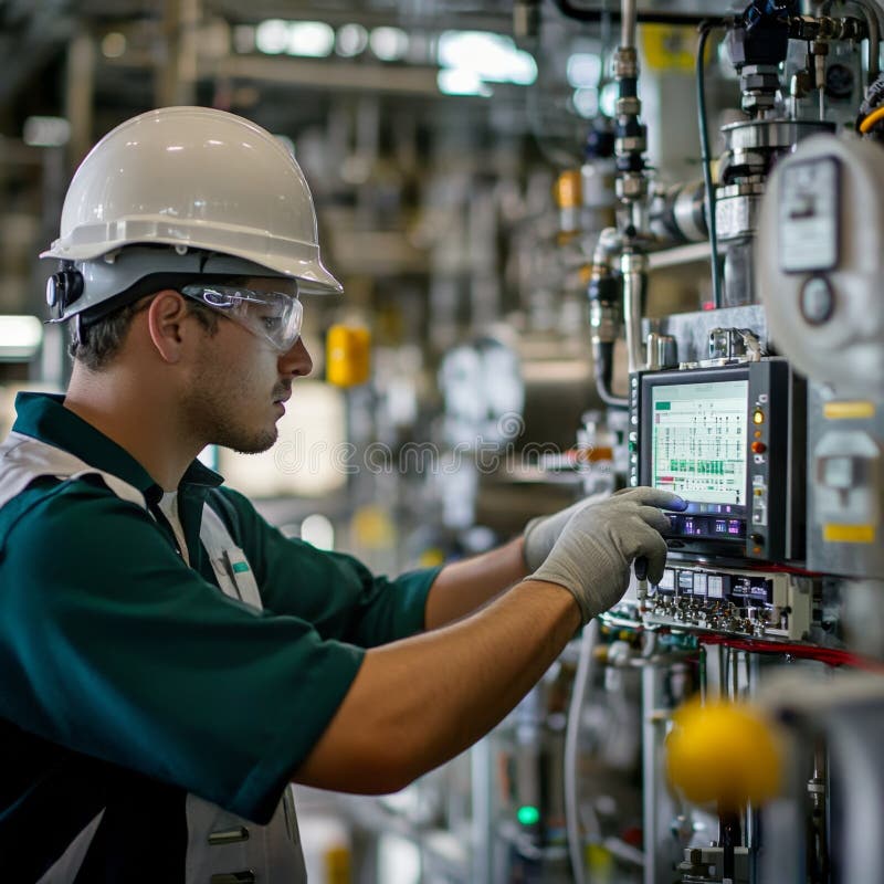 Technician Operating Advanced Digital Control System Stock Illustration ...