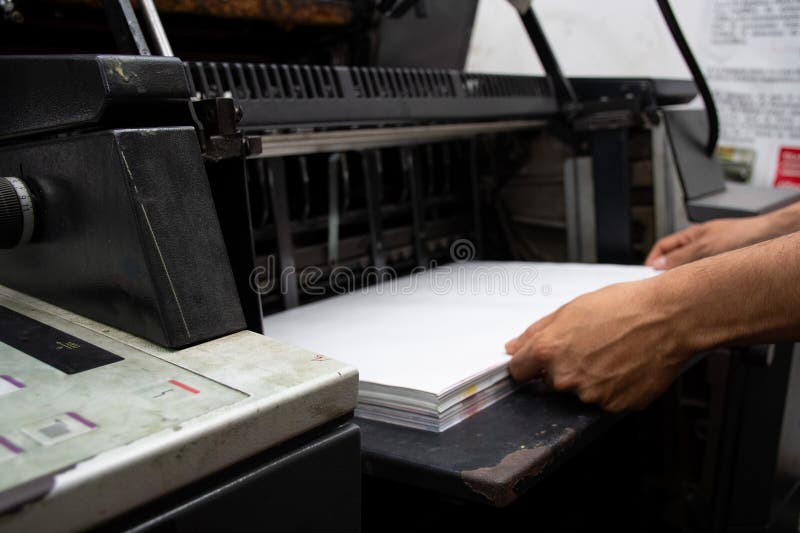 Technician Operating Industrial Printer Advanced Printing Process Stock ...