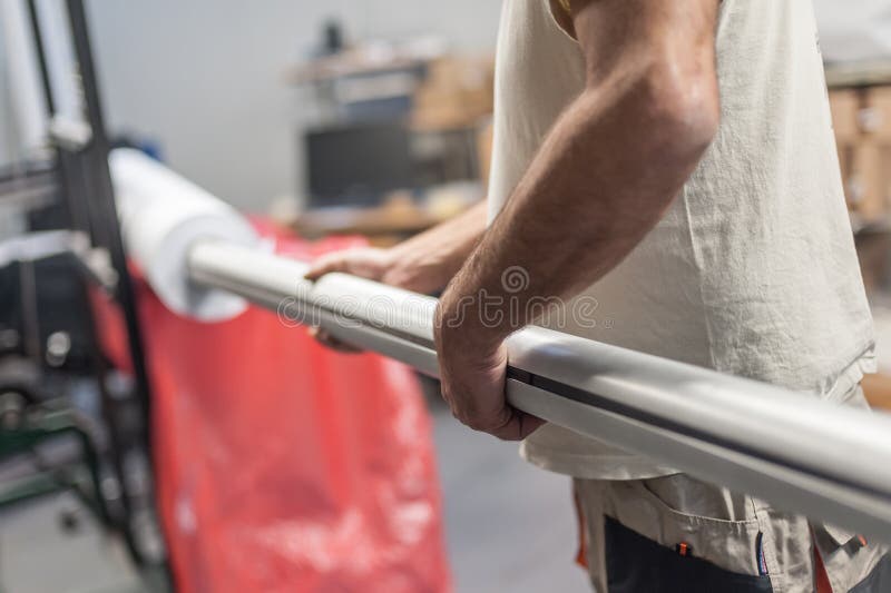 Technician Operator Changes Paper Roll on Large Printer Plotter Machine ... Technician Operator Changes Paper Roll on Large Printer Plotter Machine ...
