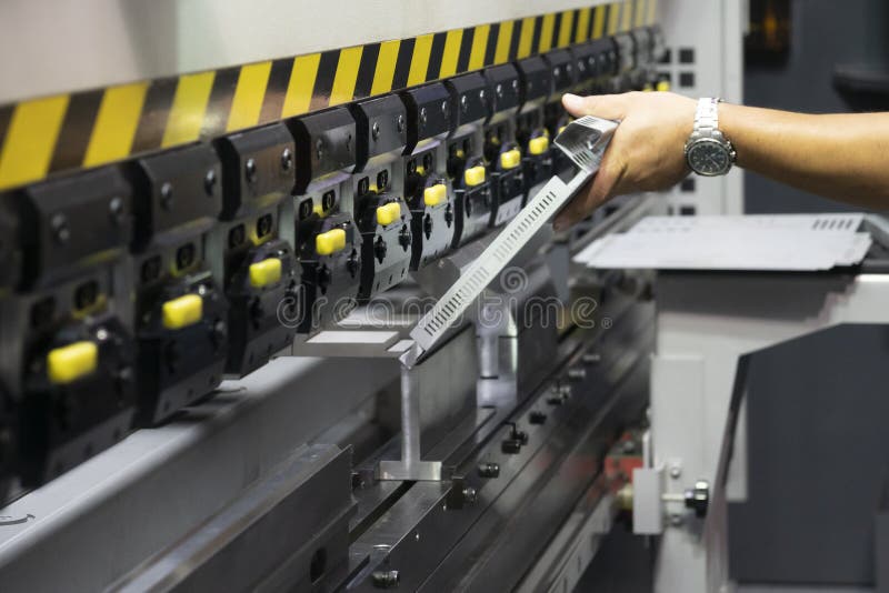 The Technician Operator Use Hydraulic Bending Machine. Stock Image ...