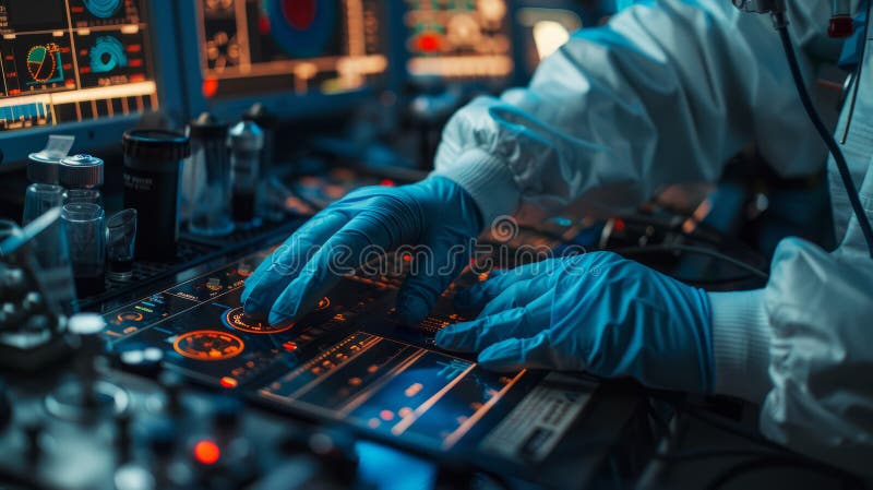 A Technician Performing Maintenance on Electronic Hardware in a ...