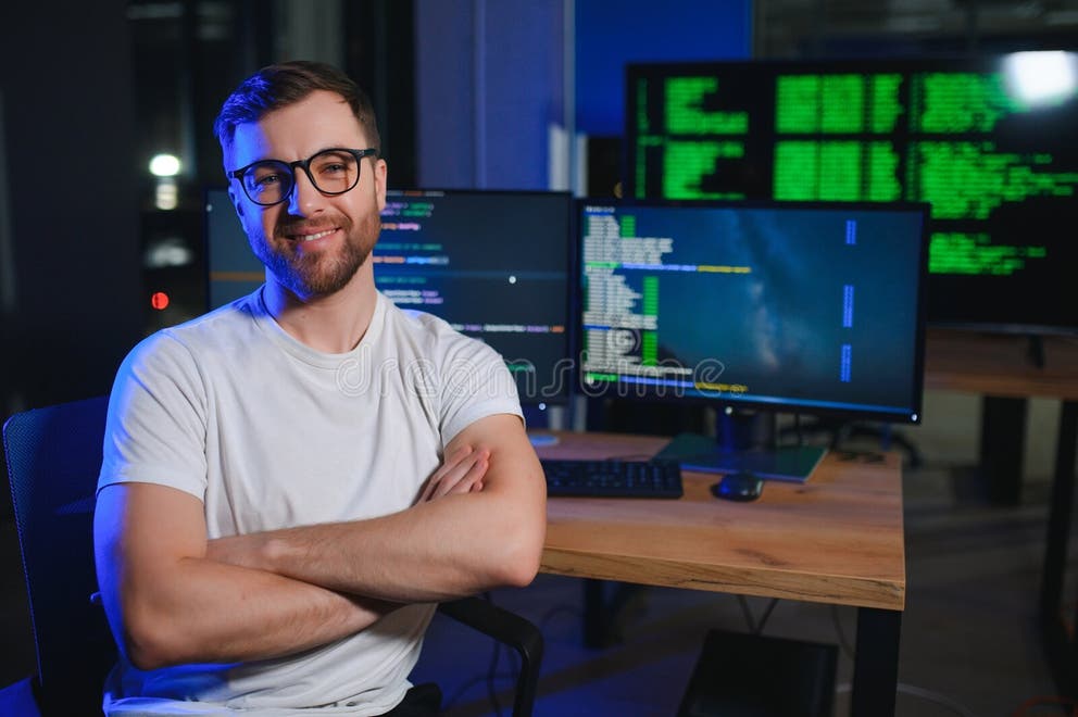 It Technician Person with Technology for Typing Code, Future and Data ...