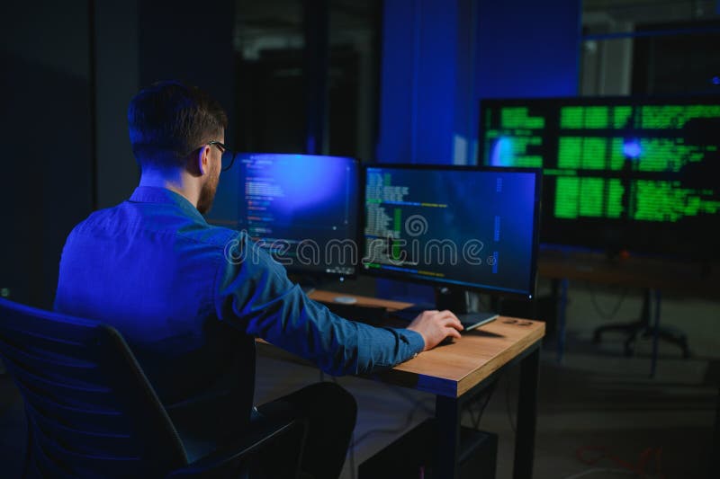 It Technician Person with Technology for Typing Code, Future and Data ...