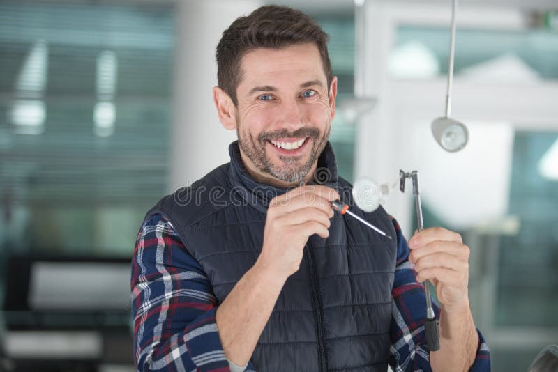 Technician Portrait Smiling Happy Worker Stock Image - Image of indoor ...