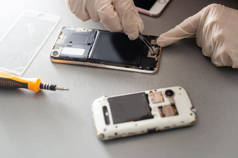 Technician Prepairing To Repair and Replace New Screen Broken and ...